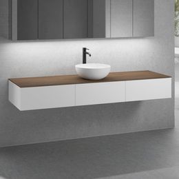 neoro n50 M&ouml;belanlage B: 180 cm mit 3 Ausz&uuml;gen, Waschtisch &Oslash; 40 cm wei&szlig; matt,, BN0064WM+3#BN0411WM+BN0409WL,