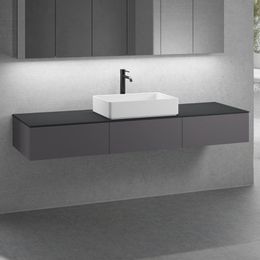 neoro n50 M&ouml;belanlage B: 180 cm mit 3 Ausz&uuml;gen, Waschtisch B: 58 cm wei&szlig; matt,, BN0065WM+3#BN0411GR+BN0409BM,