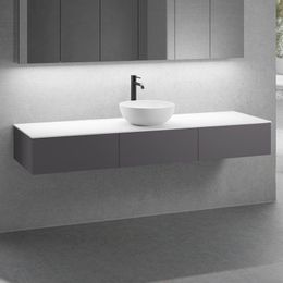 neoro n50 M&ouml;belanlage B: 180 cm mit 3 Ausz&uuml;gen, Waschtisch &Oslash; 40 cm wei&szlig; matt,, BN0064WM+3#BN0411GR+BN0409WH,