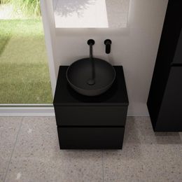evineo ineo5 evo Unterschrank B: 60 cm mit 2 Ausz&uuml;gen, ineo6 Waschtisch &Oslash; 41,5 cm schwarz matt,, BE0956BM+BE0962BM+BE0936BM,