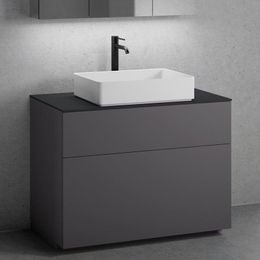neoro n50 Unterschrank B: 100 cm mit 2 Ausz&uuml;gen, Waschtisch B: 58 cm wei&szlig; matt,, BN0065WM+BN0443GR+BN0403BM,
