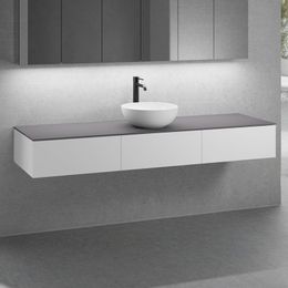 neoro n50 M&ouml;belanlage B: 180 cm mit 3 Ausz&uuml;gen, Waschtisch &Oslash; 40 cm wei&szlig; matt,, BN0064WM+3#BN0411WM+BN0409GR,