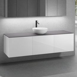 neoro n50 M&ouml;belanlage B: 180 cm mit 3 Ausz&uuml;gen, Waschtisch &Oslash; 40 cm wei&szlig; matt,, BN0064WM+3#BN0431WH+BN0409GR,