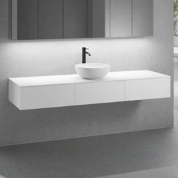 neoro n50 M&ouml;belanlage B: 180 cm mit 3 Ausz&uuml;gen, Waschtisch &Oslash; 45 cm wei&szlig; matt,, BN0106WM+3#BN0411WM+BN0409WH,