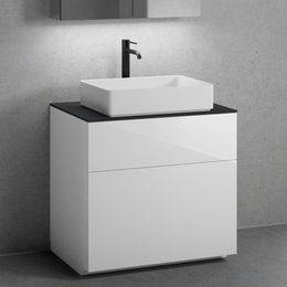 neoro n50 Unterschrank B: 80 cm mit 2 Ausz&uuml;gen, Waschtisch B: 58 cm wei&szlig; matt,, BN0065WM+BN0442WH+BN0402BM,