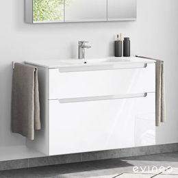evineo ineo5 Unterschrank B: 100 cm, 2 Ausz&uuml;ge, mit Griffmulde, f&uuml;r evineo ineo Waschtisch,, BE0302WH,