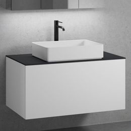 neoro n50 Unterschrank B: 100 cm mit 1 Auszug, Waschtisch B: 58 cm wei&szlig; matt,, BN0065WM+BN0433WM+BN0403BM,
