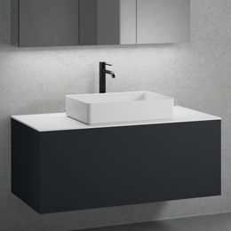 neoro n50 Unterschrank B: 120 cm mit 1 Auszug, Waschtisch B: 58 cm wei&szlig; matt,, BN0065WM+BN0434BM+BN0404WM,