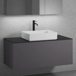 neoro n50 Unterschrank B: 120 cm mit 1 Auszug, Waschtisch B: 58 cm wei&szlig; matt,, BN0065WM+BN0434GR+BN0404BM,