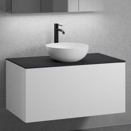 neoro n50 Unterschrank B: 100 cm mit 1 Auszug, Waschtisch &Oslash; 45 cm wei&szlig; matt,, BN0106WM+BN0433WM+BN0403BM,
