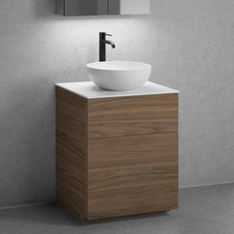 neoro n50 Unterschrank B: 60 cm mit 2 Ausz&uuml;gen, Waschtisch &Oslash; 45 cm wei&szlig; matt,, BN0106WM+BN0441WL+BN0401WH,