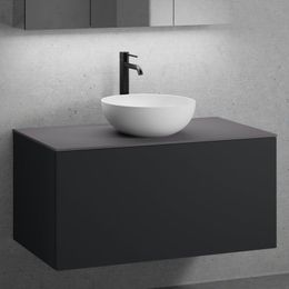 neoro n50 Unterschrank B: 100 cm mit 1 Auszug, Waschtisch &Oslash; 40 cm wei&szlig; matt,, BN0064WM+BN0433BM+BN0403GR,