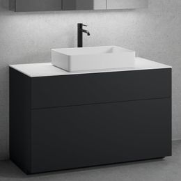 neoro n50 Unterschrank B: 120 cm mit 2 Ausz&uuml;gen, Waschtisch B: 58 cm wei&szlig; matt,, BN0065WM+BN0444BM+BN0404WM,
