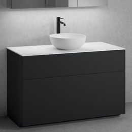 neoro n50 Unterschrank B: 120 cm mit 2 Ausz&uuml;gen, Waschtisch &Oslash; 40 cm wei&szlig; matt,, BN0064WM+BN0444BM+BN0404WH,