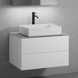 neoro n50 Unterschrank B: 80 cm mit 2 Ausz&uuml;gen, Waschtisch B: 58 cm wei&szlig; matt,, BN0065WM+BN0422WM+BN0402C3,