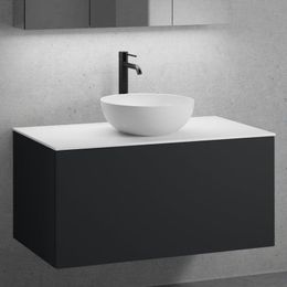 neoro n50 Unterschrank B: 100 cm mit 1 Auszug, Waschtisch &Oslash; 40 cm wei&szlig; matt,, BN0064WM+BN0433BM+BN0403WH,
