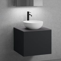 neoro n50 Unterschrank B: 60 cm mit 1 Auszug, Waschtisch &Oslash; 40 cm wei&szlig; matt,, BN0064WM+BN0431BM+BN0401GR,