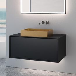 neoro n60 Unterschrank B: 100 cm mit 1 Auszug, Waschtisch B: 55 cm gold geb&uuml;rstet,, BN0736BG+BN0756BM,