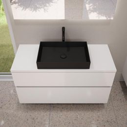 evineo ineo5 evo Unterschrank B: 120 cm mit 2 Ausz&uuml;gen, ineo7 Waschtisch B: 60,5 cm schwarz matt,, BE0959WH+BE0965WH+BE0937BM,