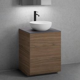 neoro n50 Unterschrank B: 60 cm mit 2 Ausz&uuml;gen, Waschtisch &Oslash; 40 cm wei&szlig; matt,, BN0064WM+BN0441WL+BN0401GR,