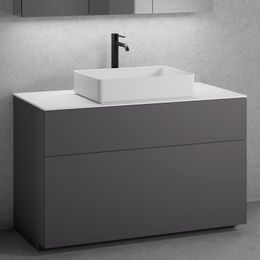 neoro n50 Unterschrank B: 120 cm mit 2 Ausz&uuml;gen, Waschtisch B: 58 cm wei&szlig; matt,, BN0065WM+BN0444GR+BN0404WM,