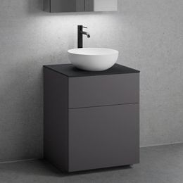 neoro n50 Unterschrank B: 60 cm mit 2 Ausz&uuml;gen, Waschtisch &Oslash; 40 cm wei&szlig; matt,, BN0064WM+BN0441GR+BN0401BM,