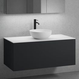 neoro n50 Unterschrank B: 120 cm mit 1 Auszug, Waschtisch &Oslash; 40 cm wei&szlig; matt,, BN0064WM+BN0434BM+BN0404WM,