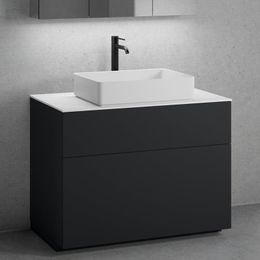 neoro n50 Unterschrank B: 100 cm mit 2 Ausz&uuml;gen, Waschtisch B: 58 cm wei&szlig; matt,, BN0065WM+BN0443BM+BN0403WH,
