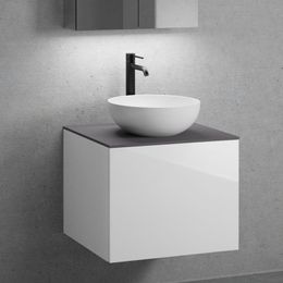 neoro n50 Unterschrank B: 60 cm mit 1 Auszug, Waschtisch &Oslash; 45 cm wei&szlig; matt,, BN0106WM+BN0431WH+BN0401GR,