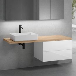 neoro n50 M&ouml;belanlage B: 160 cm, Unterschrank B: 80 cm mit 2 Ausz&uuml;gen, Waschtisch B: 58 cm wei&szlig; matt,, BN0065WM+BN0422WH+BN0405W1,