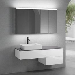 neoro n50 M&ouml;belanlage B: 140 cm mit 3 Ausz&uuml;gen, Waschtisch B: 58 cm wei&szlig; matt, mit Spiegelschrank,,
