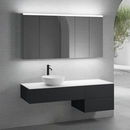 neoro n50 M&ouml;belanlage B: 160 cm mit 3 Ausz&uuml;gen, Waschtisch &Oslash; 45 cm wei&szlig; matt, mit Spiegelschrank,,