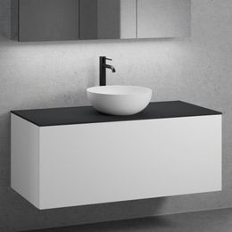 neoro n50 Unterschrank B: 120 cm mit 1 Auszug, Waschtisch &Oslash; 40 cm wei&szlig; matt,, BN0064WM+BN0434WM+BN0404BM,