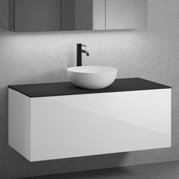 neoro n50 Unterschrank B: 120 cm mit 1 Auszug, Waschtisch &Oslash; 45 cm wei&szlig; matt,, BN0106WM+BN0434WH+BN0404BM,