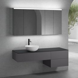 neoro n50 M&ouml;belanlage B: 160 cm mit 3 Ausz&uuml;gen, Waschtisch &Oslash; 40 cm wei&szlig; matt, mit Spiegelschrank,,