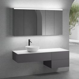 neoro n50 M&ouml;belanlage B: 160 cm mit 3 Ausz&uuml;gen, Waschtisch &Oslash; 40 cm wei&szlig; matt, mit Spiegelschrank,,