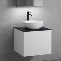 neoro n50 Unterschrank B: 60 cm mit 1 Auszug, Waschtisch &Oslash; 45 cm wei&szlig; matt,, BN0106WM+BN0431WM+BN0401BM,