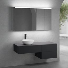 neoro n50 M&ouml;belanlage B: 140 cm mit 3 Ausz&uuml;gen, Waschtisch &Oslash; 45 cm wei&szlig; matt, mit Spiegelschrank,,