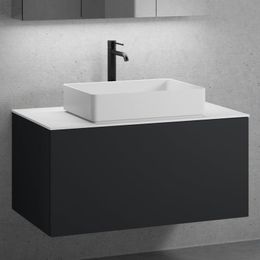 neoro n50 Unterschrank B: 100 cm mit 1 Auszug, Waschtisch B: 58 cm wei&szlig; matt,, BN0065WM+BN0433BM+BN0403WM,