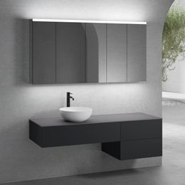 neoro n50 M&ouml;belanlage B: 160 cm mit 3 Ausz&uuml;gen, Waschtisch &Oslash; 40 cm wei&szlig; matt, mit Spiegelschrank,,