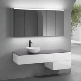 neoro n50 M&ouml;belanlage B: 160 cm mit 3 Ausz&uuml;gen, Waschtisch &Oslash; 40 cm wei&szlig; matt, mit Spiegelschrank,,