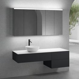 neoro n50 M&ouml;belanlage B: 160 cm mit 3 Ausz&uuml;gen, Waschtisch &Oslash; 45 cm wei&szlig; matt, mit Spiegelschrank,,