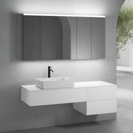 neoro n50 Möbelanlage B: 160 cm mit 3 Auszügen, Waschtisch B: 58 cm weiß matt, mit Spiegelschrank,,
