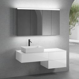 neoro n50 M&ouml;belanlage B: 140 cm mit 3 Ausz&uuml;gen, Waschtisch B: 58 cm wei&szlig; matt, mit Spiegelschrank,,