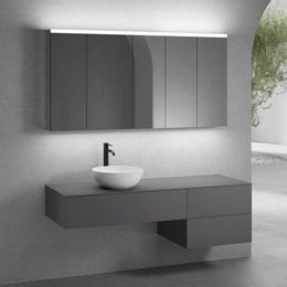 neoro n50 M&ouml;belanlage B: 160 cm mit 3 Ausz&uuml;gen, Waschtisch &Oslash; 45 cm wei&szlig; matt, mit Spiegelschrank,,