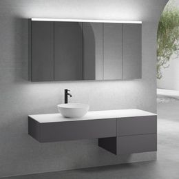 neoro n50 M&ouml;belanlage B: 160 cm mit 3 Ausz&uuml;gen, Waschtisch &Oslash; 40 cm wei&szlig; matt, mit Spiegelschrank,,