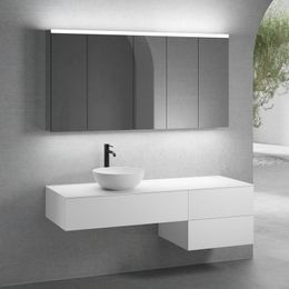 neoro n50 M&ouml;belanlage B: 160 cm mit 3 Ausz&uuml;gen, Waschtisch &Oslash; 40 cm wei&szlig; matt, mit Spiegelschrank,,