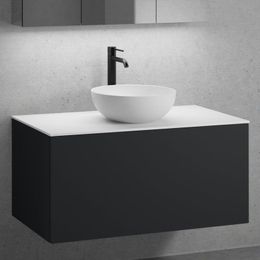 neoro n50 Unterschrank B: 100 cm mit 1 Auszug, Waschtisch &Oslash; 45 cm wei&szlig; matt,, BN0106WM+BN0433BM+BN0403WM,