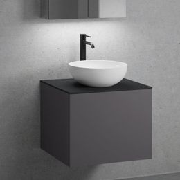 neoro n50 Unterschrank B: 60 cm mit 1 Auszug, Waschtisch &Oslash; 40 cm wei&szlig; matt,, BN0064WM+BN0431GR+BN0401BM,