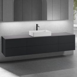 neoro n50 M&ouml;belanlage B: 220 cm mit 6 Ausz&uuml;gen, Waschtisch B: 58 cm wei&szlig; matt,, BN0065WM+2#BN0421BM+BN0423BM+BN0415GR,